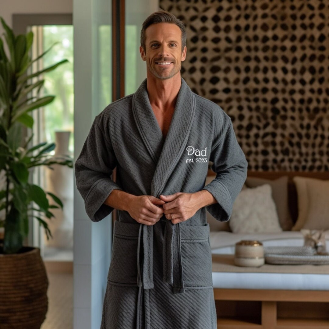 Custom Father's Day Waffle Weave Robe for Him Best Dad - Etsy