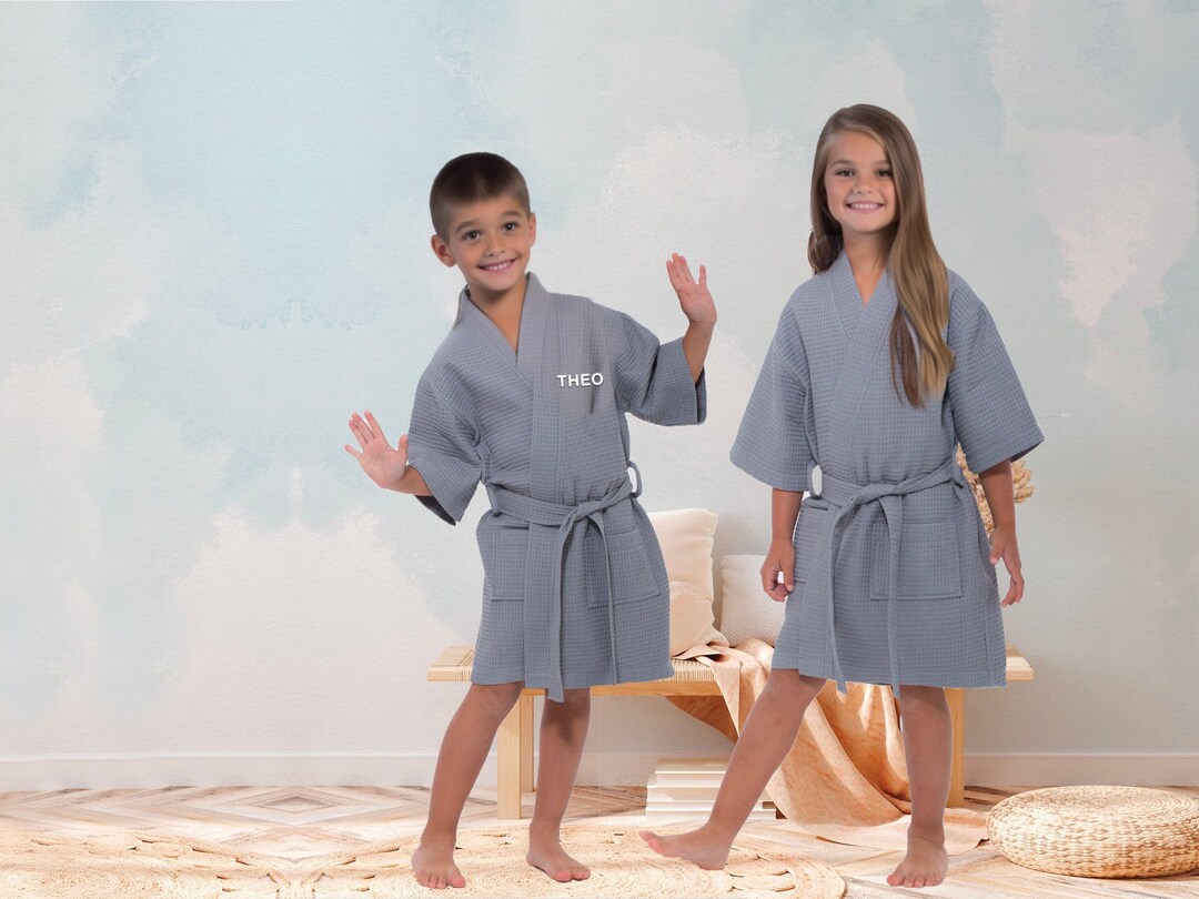 Children's Waffle Knit Robe, Personalized Kids Swim Towel Robe, Custom ...