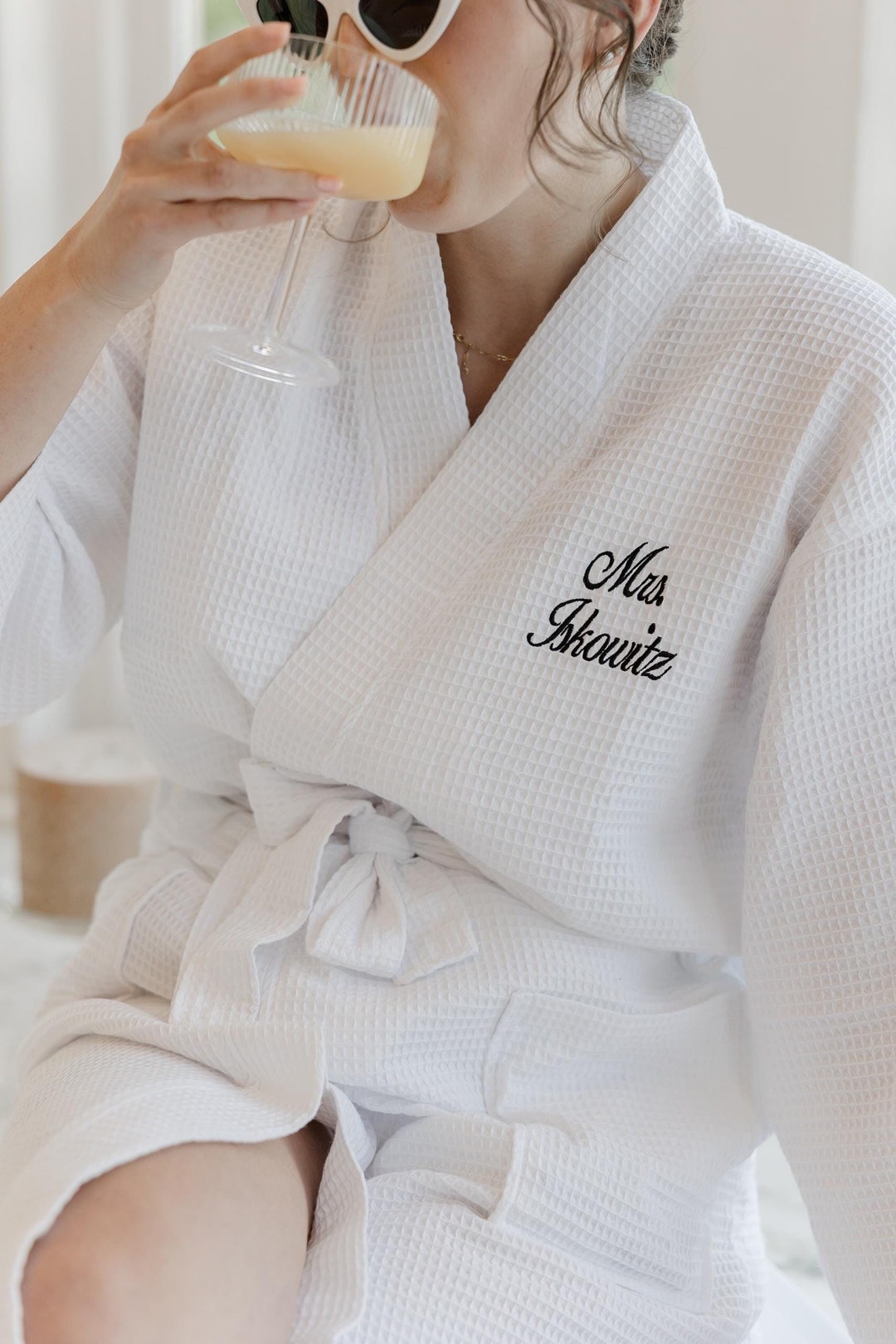 Personalized Long Bridal Robe, Monogrammed Waffle Bathrobe, Bride ...