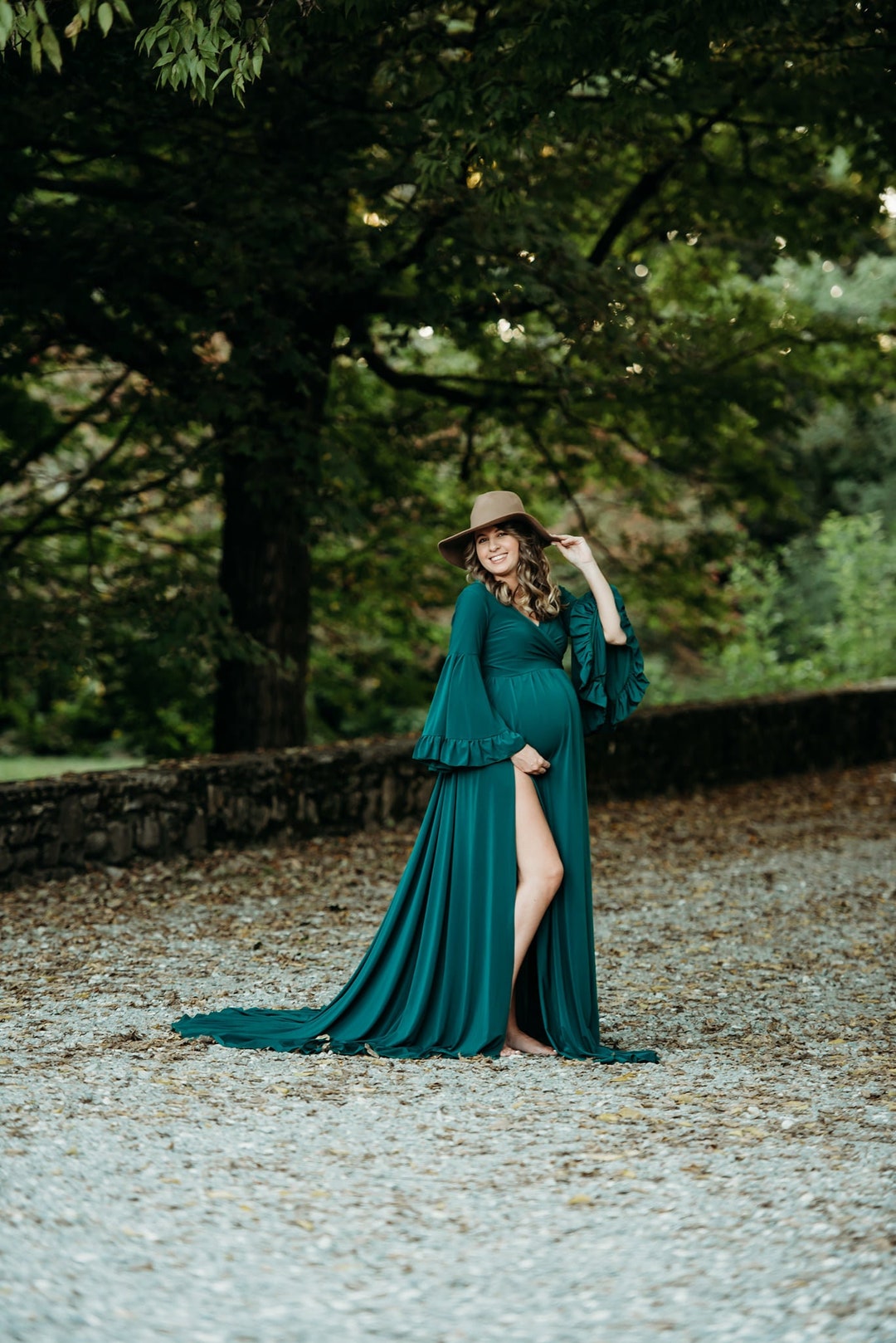 Miranda Forest Green Maternity Dress For Pictures Green Etsy