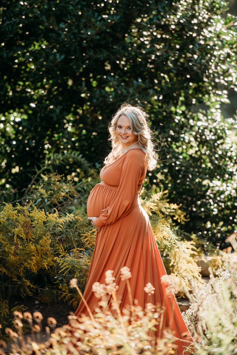 Burnt Orange Maternity Dress Leg Slit Maternity Dress Fall - Etsy