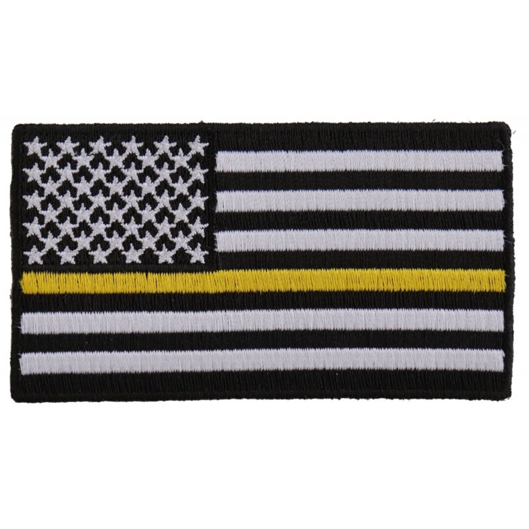 EMS / Paramedic Yellow Line Flag US Flag Patch Black Border - Etsy
