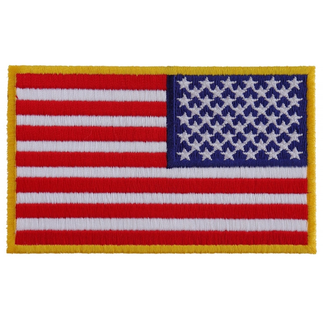 Flag Reversed US Flag Patch 4 Inch Gold Border - Etsy