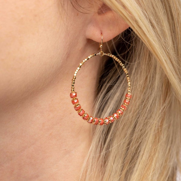 Beaded Hoop Earrings - Etsy