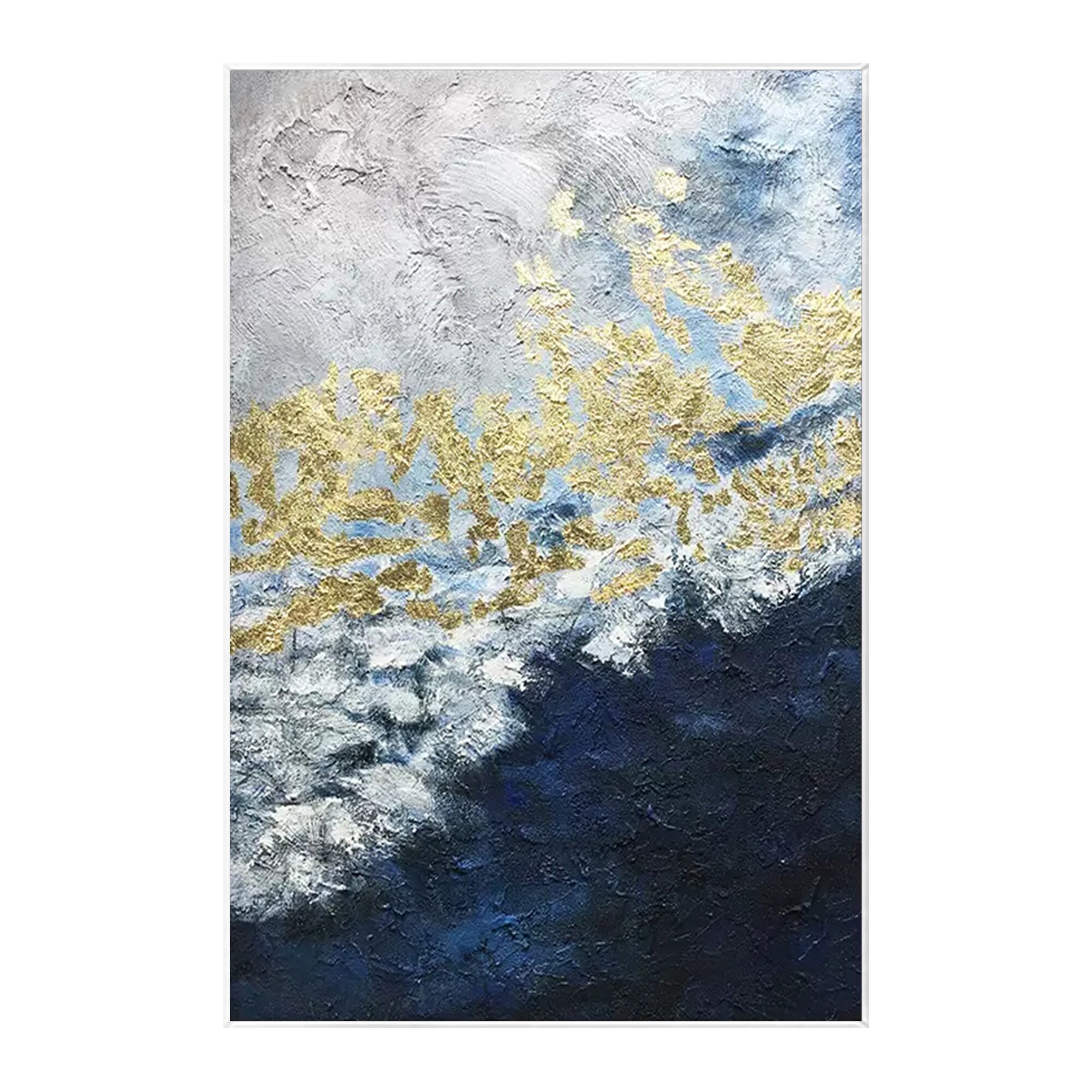 Navy Blue Gold Leaf Abstract Painting Original Painting on - Etsy