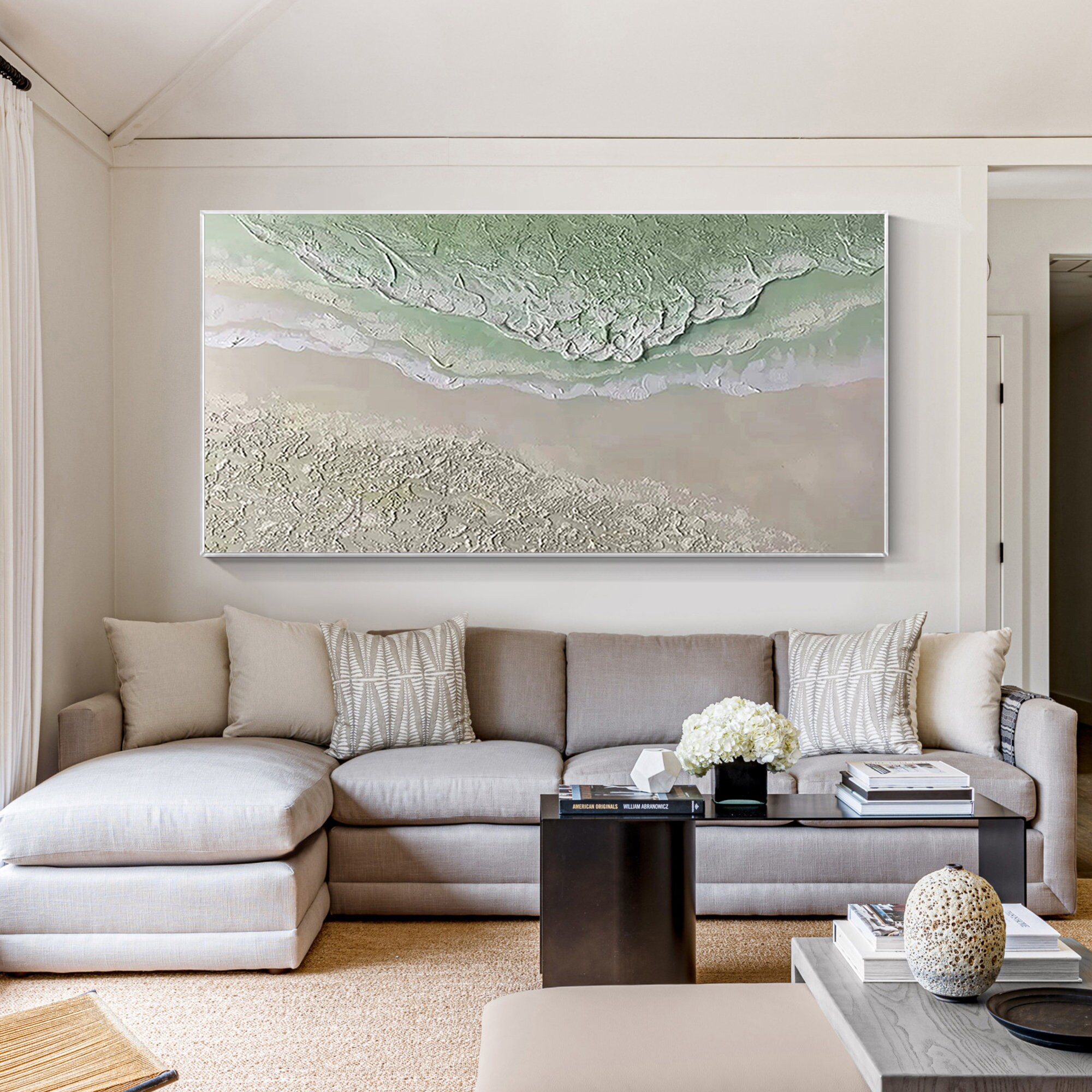 Seascape Beach 3D Heavy Texture Painting on Canvas Beige - Etsy