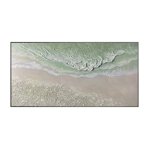 Seascape Beach 3D Heavy Texture Painting on Canvas, Gray Green Sea ...