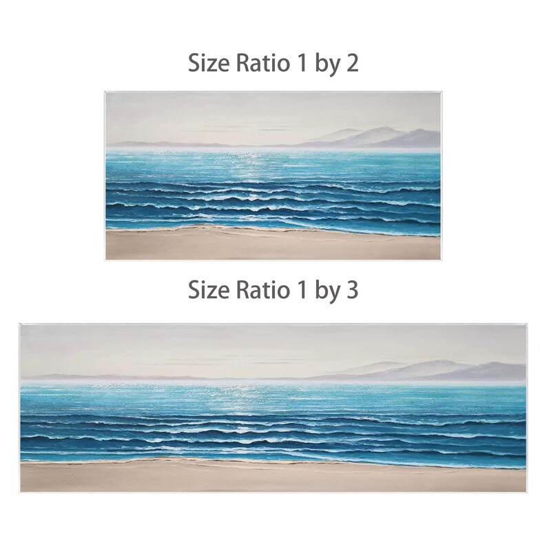 Textured Seascape Painting: Large Abstract Blue Ocean Beach Coastal ...