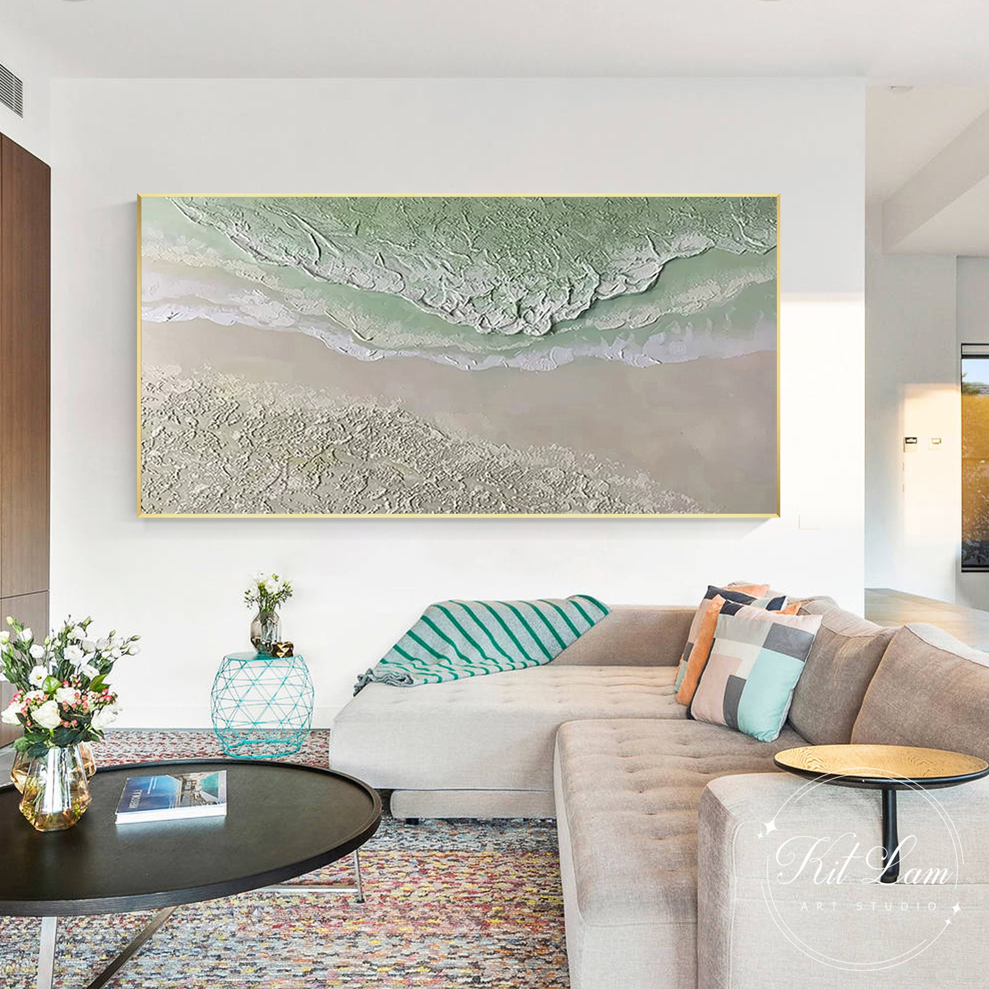 Seascape Beach 3D Heavy Texture Painting on Canvas Beige - Etsy