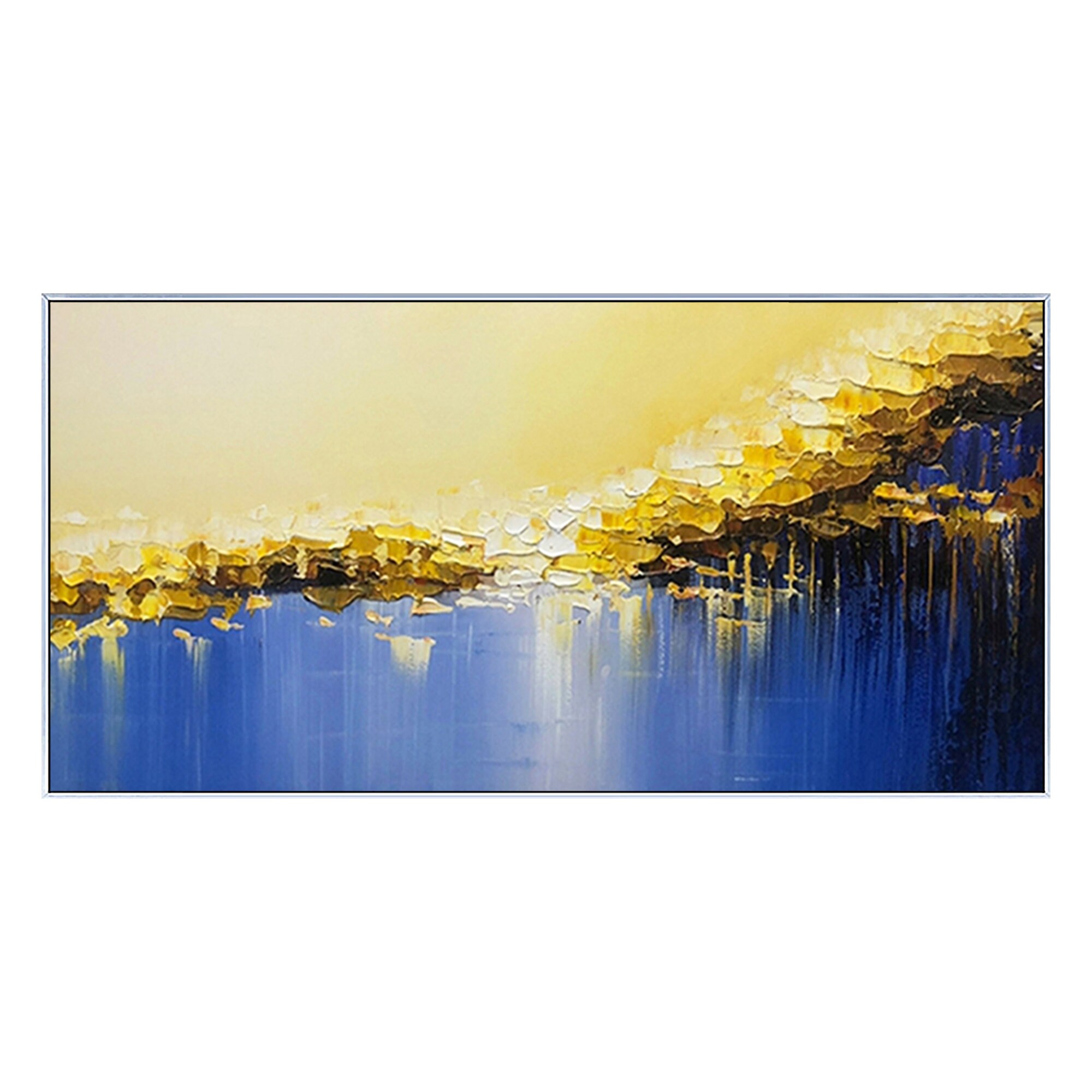 Blue Yellow City Night Scene Texture Wall Art Original Blue - Etsy