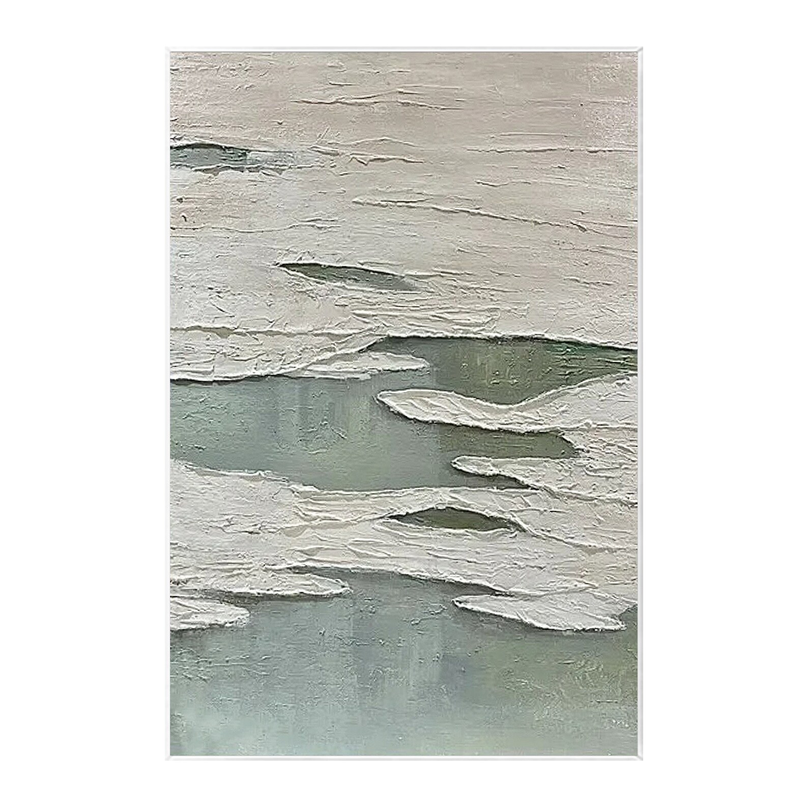 Sage Green Gray Textured Wall Art Abstract Painting on Canvas ...