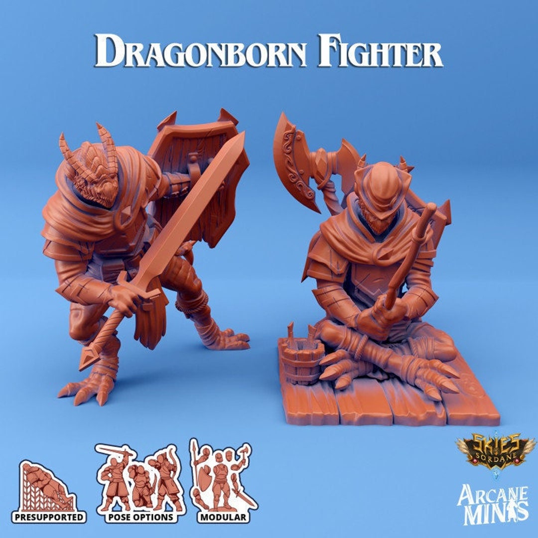 Dragonborn Fighter - 28mm Miniatures for Roleplay Games Dungeons and ...