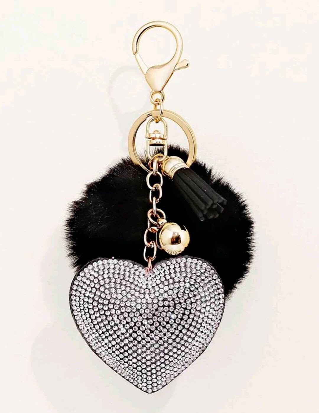Black Diamante Heart Keyring - Etsy UK