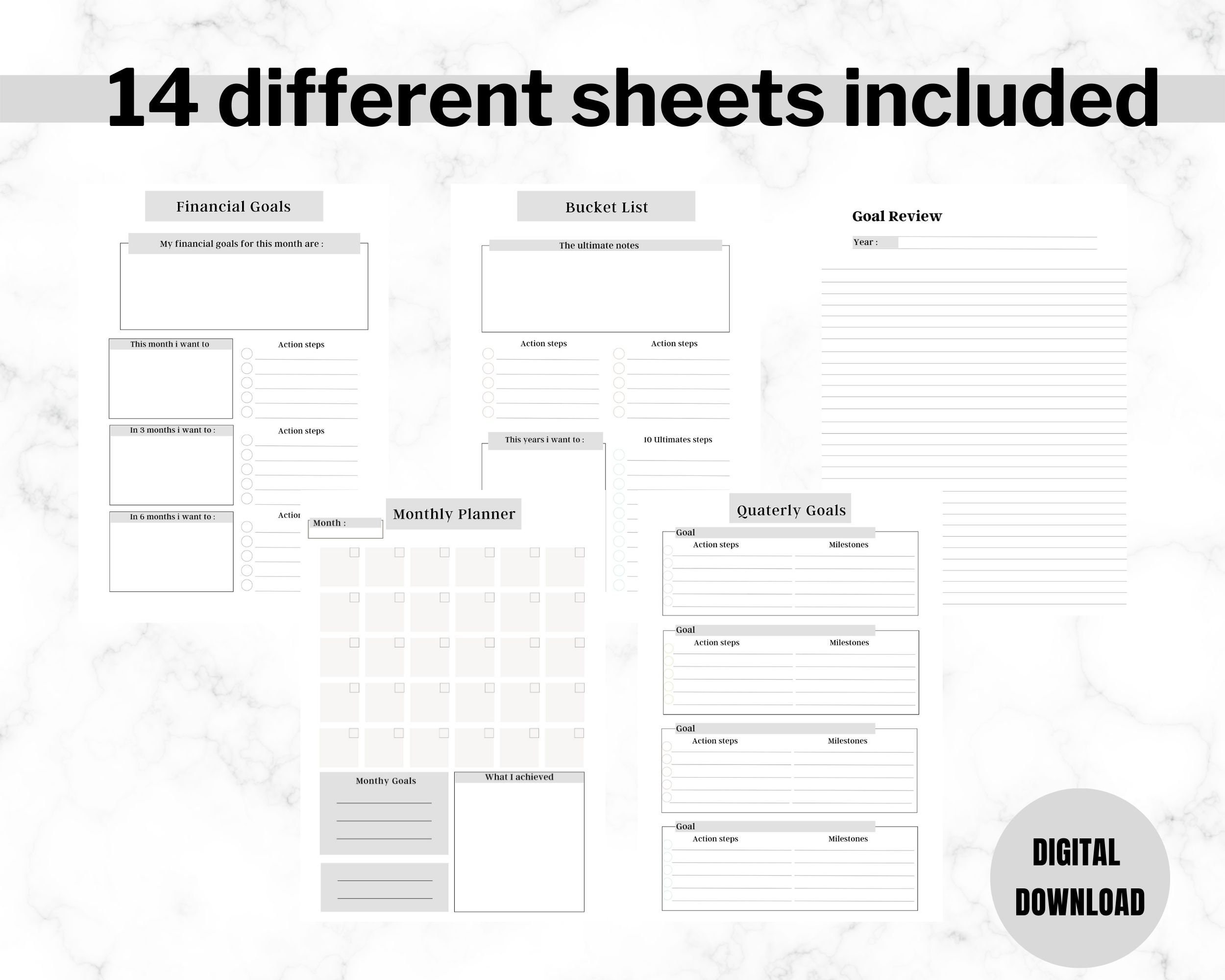 Goal Planner BUNDLE 2023 Goals Tracker SMART Goal Setting Kit New Year ...