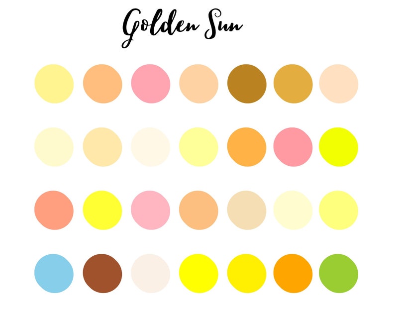 Procreate Golden Sun Color Palette Hexadecimal Color Codes 28 Trendy ...