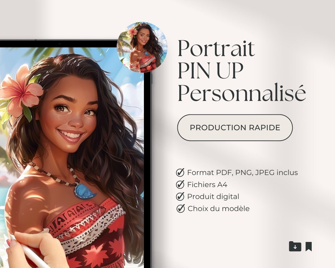 Your Custom Portrait Pin up at the Beach Classic Custom Art Poster Pin ...