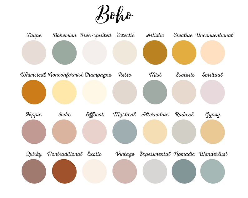 Procreate Boho Color Palette Most Popular Hexadecimal Color Codes 28 ...