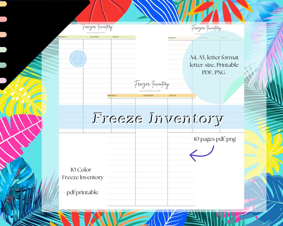 Freezer Inventory Planner 10 Colors Pdf Png 1 Pack 10 Pages - Etsy