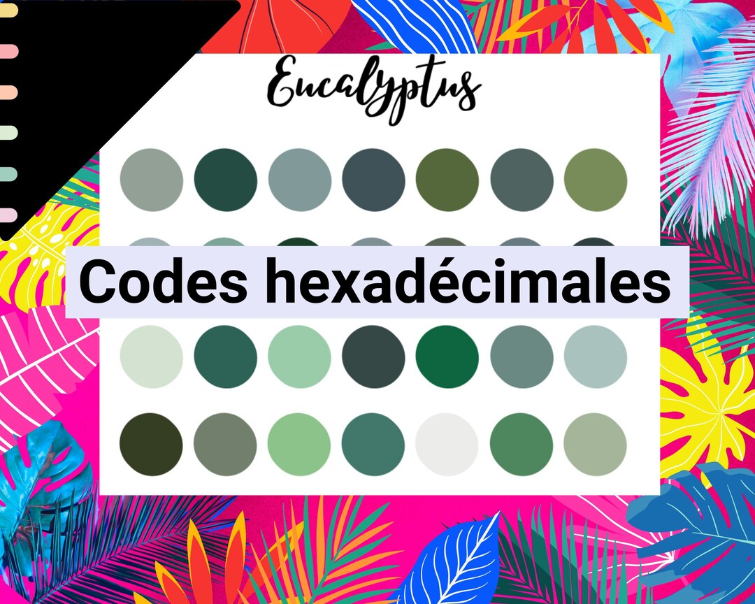 Eucalyptus Color Palette Popular Hexadecimal Color Codes 48 - Etsy