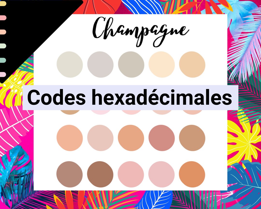 Champagne Color Palette Most Popular Hexadecimal Color Codes - Etsy