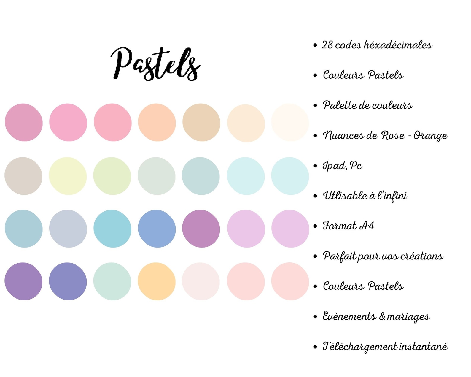 Procreate Pastels Color Palette 28 Trendy Hexa Color Codes 28 Digital ...