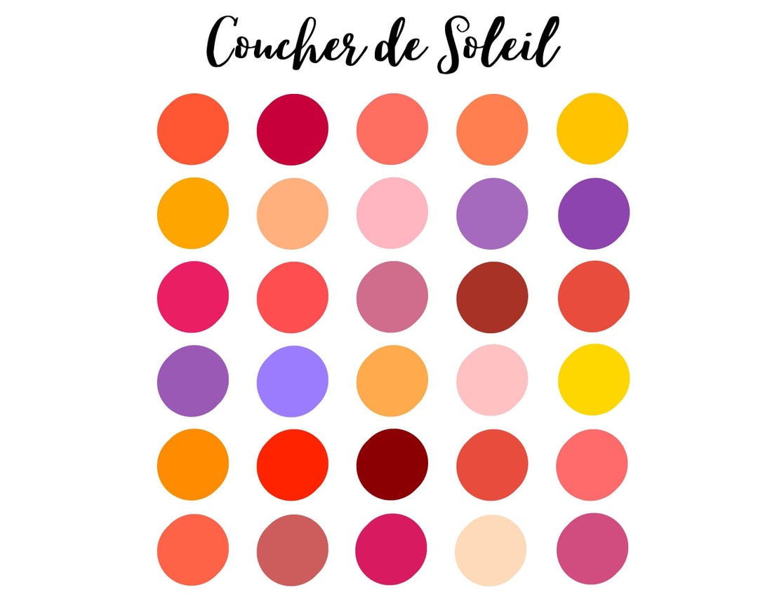 Sunset Glow Color Palette 30 Vibrant Hues With Hex Codes and Themes - Etsy