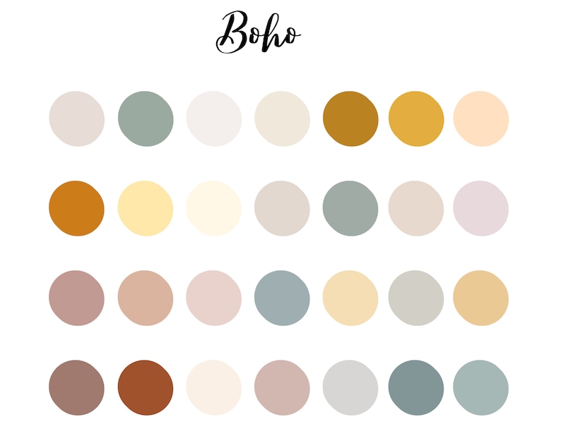 Procreate Boho Color Palette Most Popular Hexadecimal Color Codes 28 ...