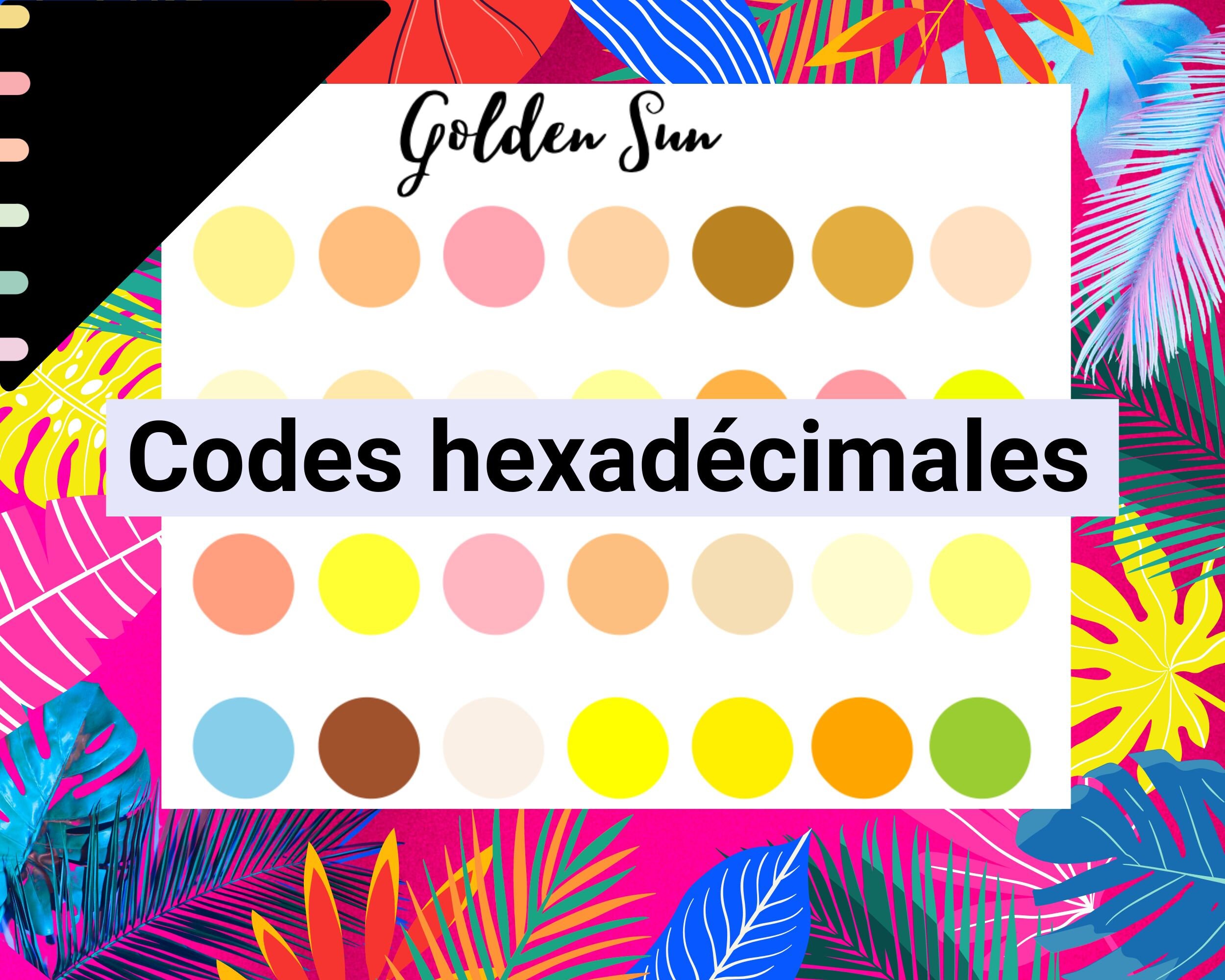 Golden Sun Color Palette Popular Hexadecimal Color Codes - Etsy