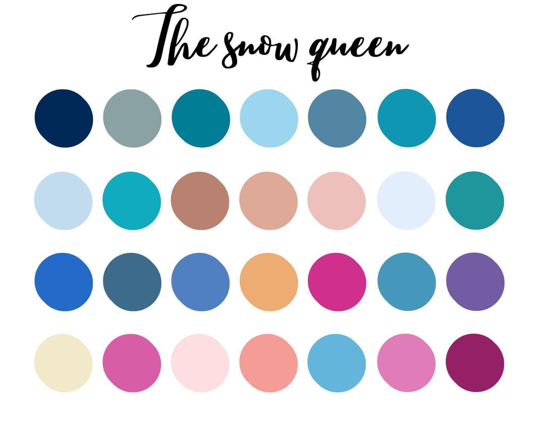 Procreate the Snow Queen Color Palette 28 Swatches Popular Color Codes ...
