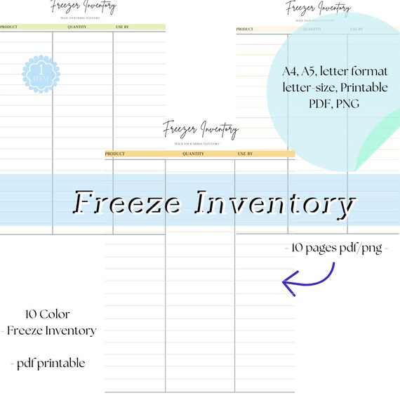 Freezer Inventory Planner 10 Colors Pdf Png 1 Pack 10 Pages - Etsy