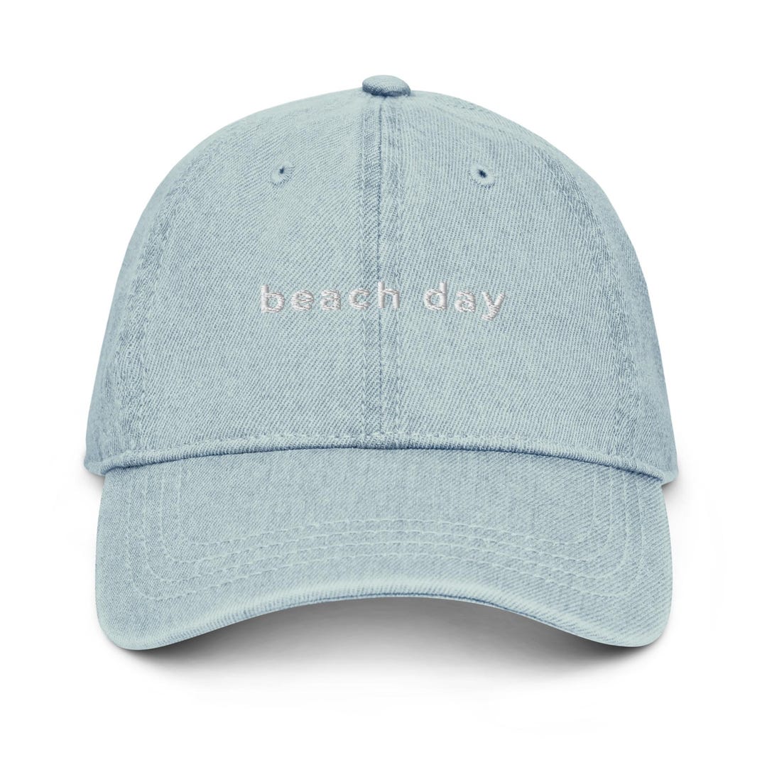 Beach Day Embroidered Denim Hat | Coastal Style - Etsy