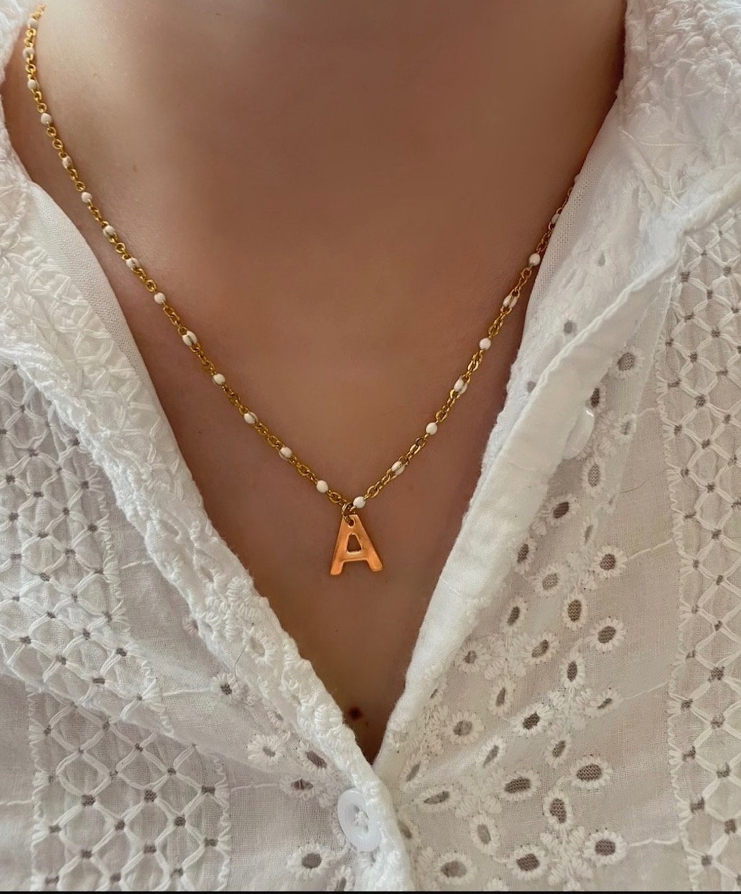 Personalized Necklace First Name Initial Necklace Stainless - Etsy