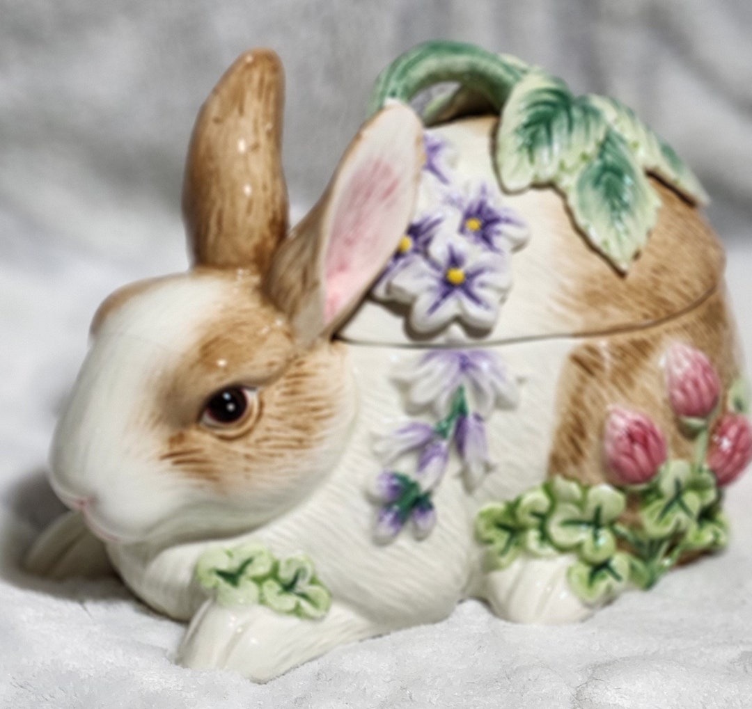 Botanical Bunny Lidded Candy Dish by Fitz and Floyd - Etsy