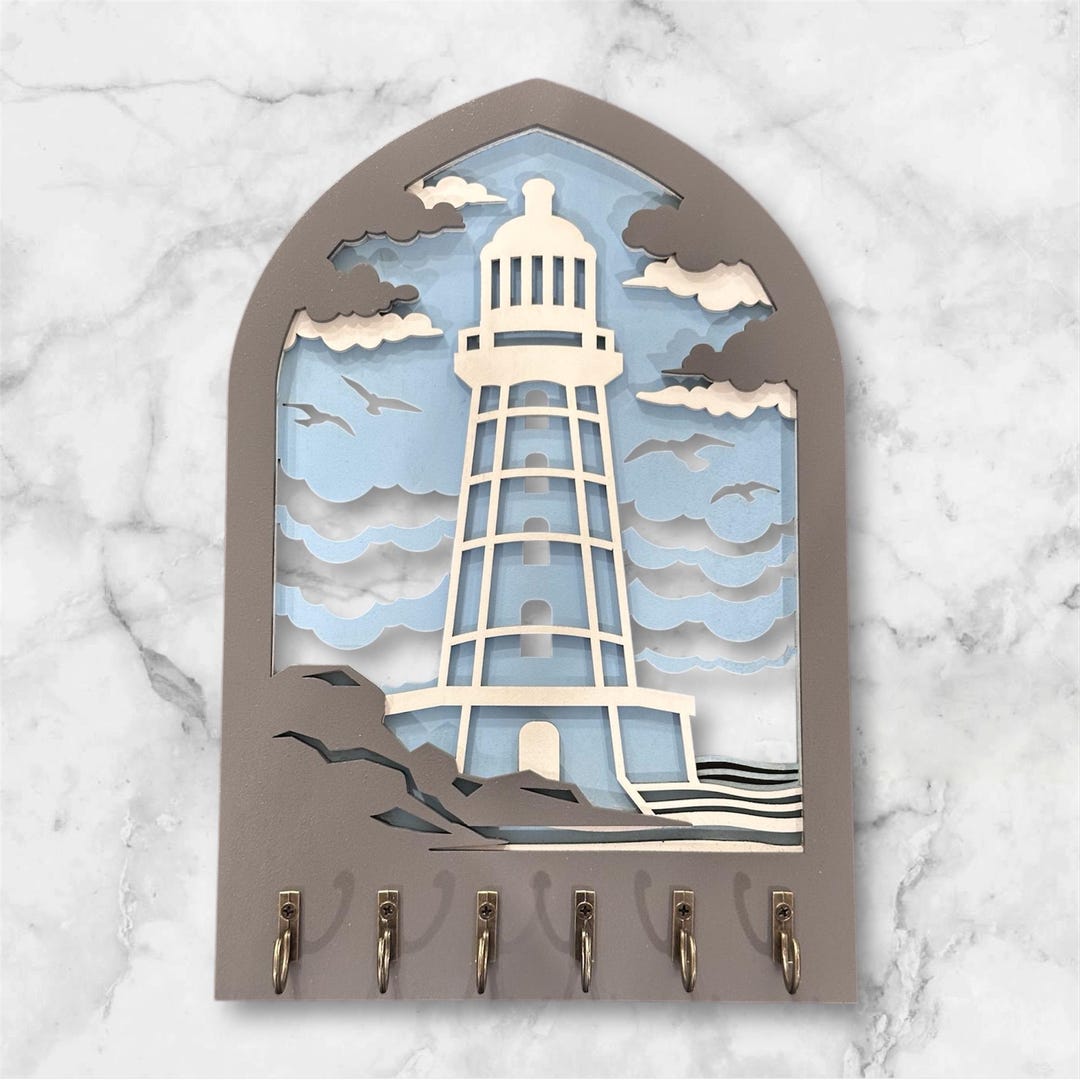 Handmade Lighthouse Key Holder: Ocean Wall Decor With 6 Hooks - Etsy