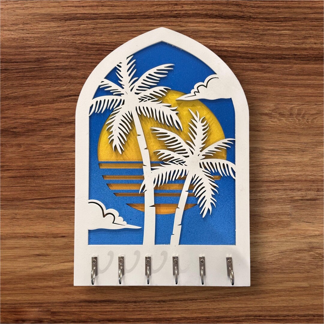 Handmade Palm Tree Sunset Key Holder: Island Home Decor - Etsy