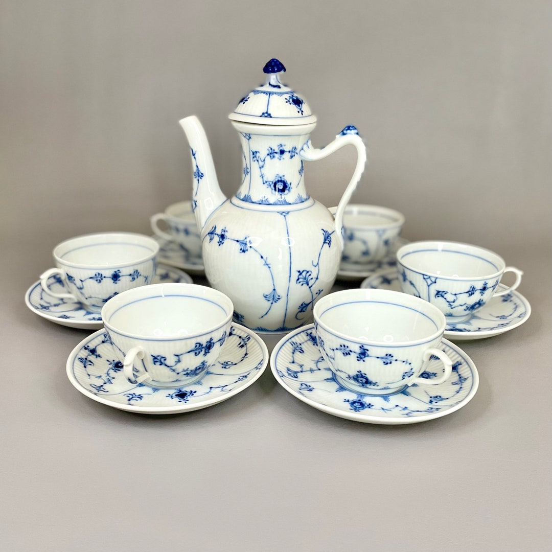 Vintage Royal Copenhagen Teapot Cups Saucers Set, Decorated by Floral ...