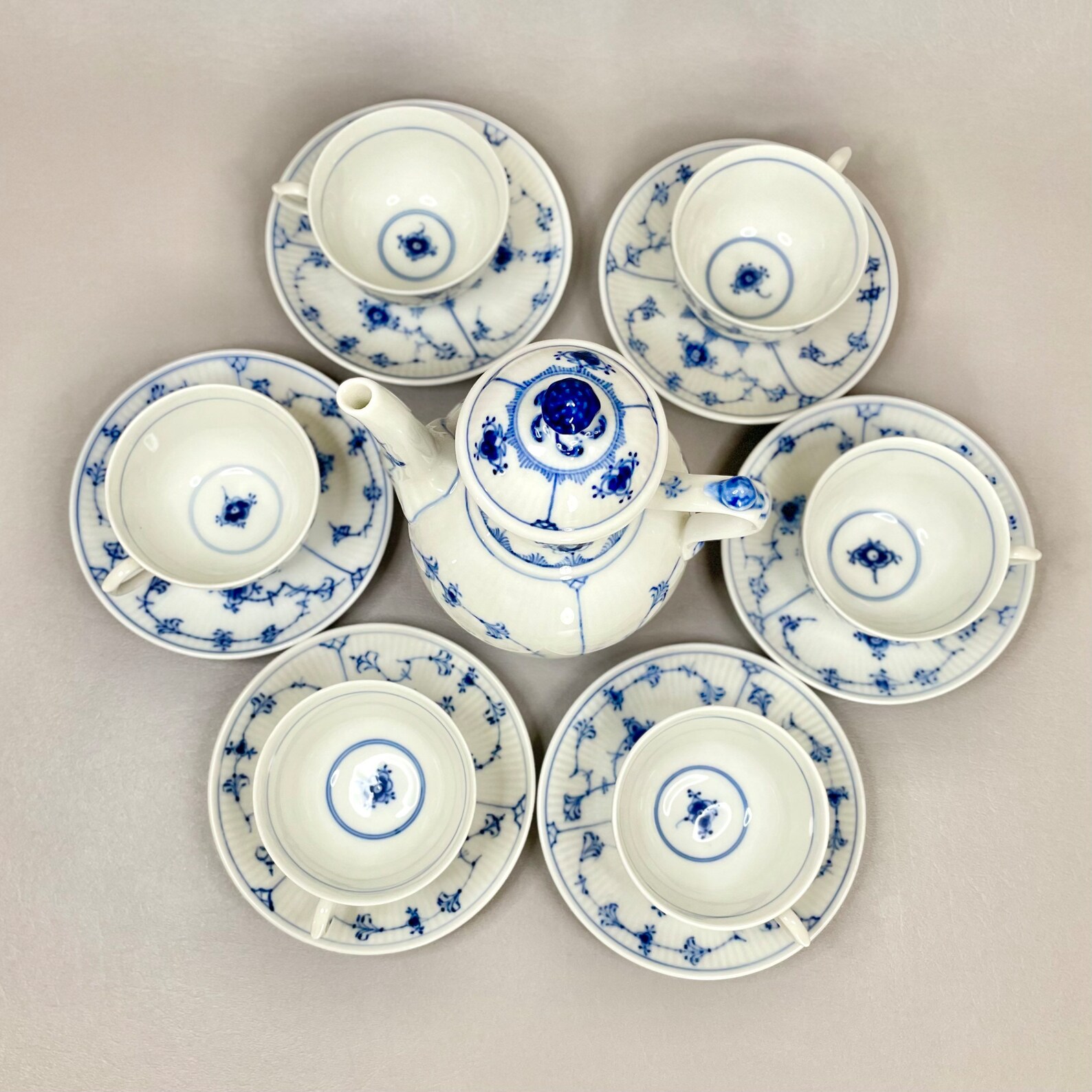 Vintage Royal Copenhagen Teapot Cups Saucers Set, Decorated by Floral ...