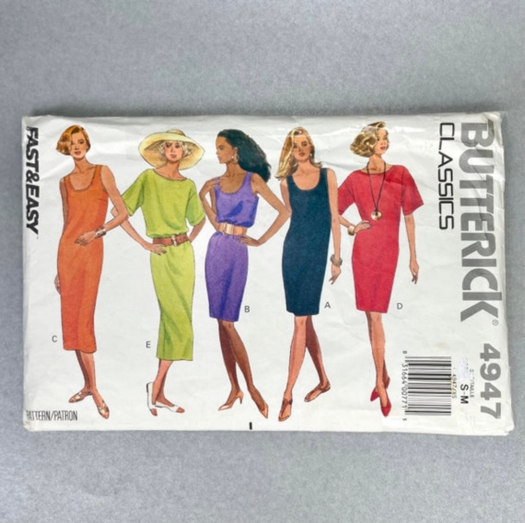 Vintage 1990 Butterick # 4947 Sewing Cut Pattern, Size 8-10 12-14 ...
