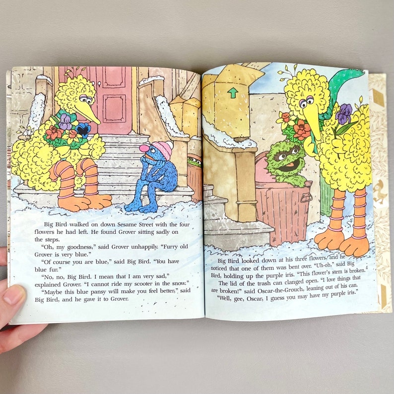 Vintage 1985 Little Golden Book big Bird Brings to Sesame Street ...