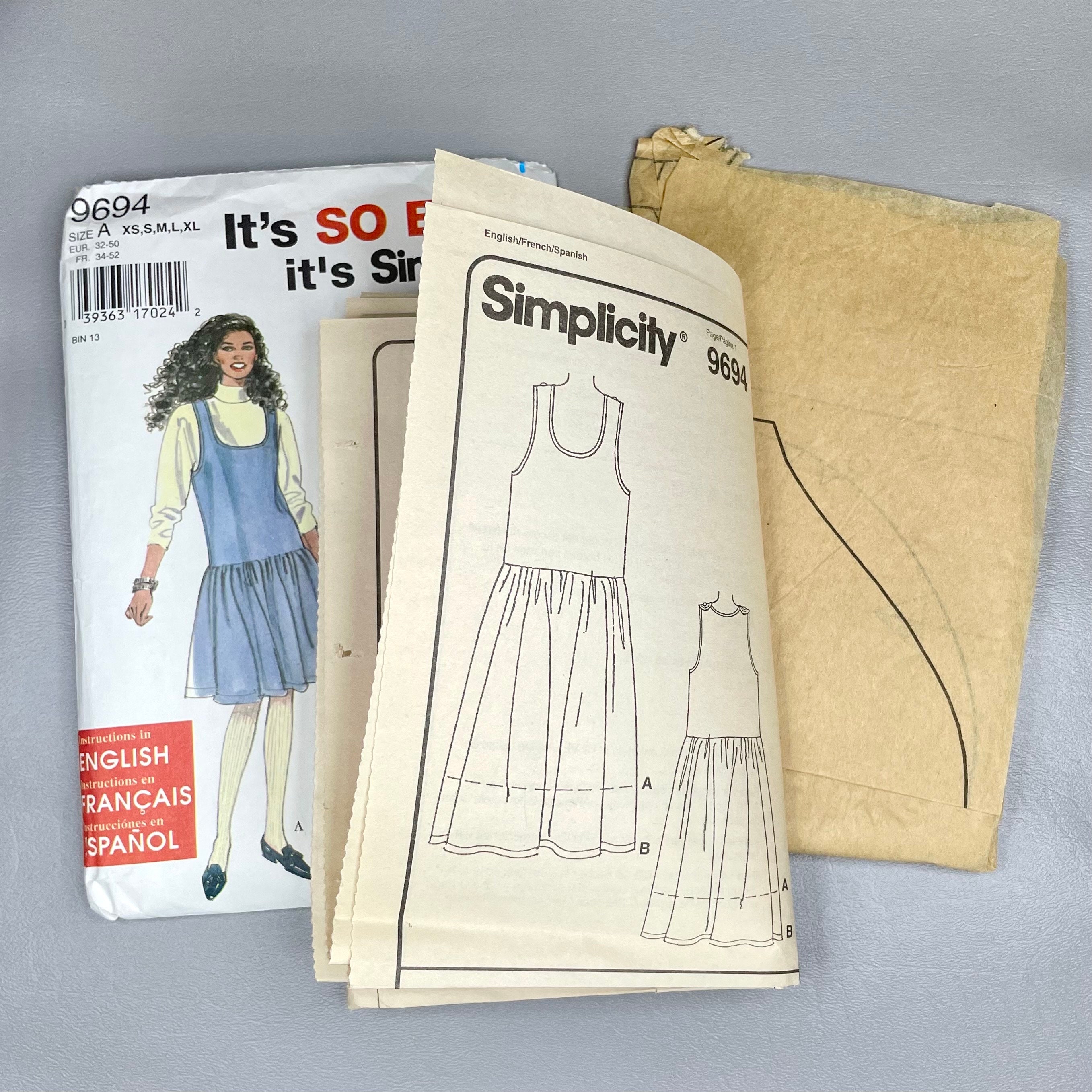 Vintage 1995 Simplicity 9694 Sewing Cut Pattern, Size Petite XS-XL ...
