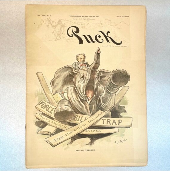 Antique 1892 Puck Paper Magazine July Political Posters - Etsy