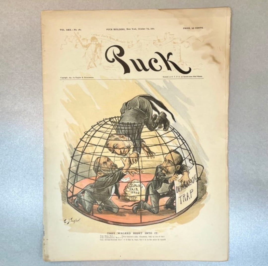 Antique 1891 Puck Paper Magazine October, Political Posters in Journal ...