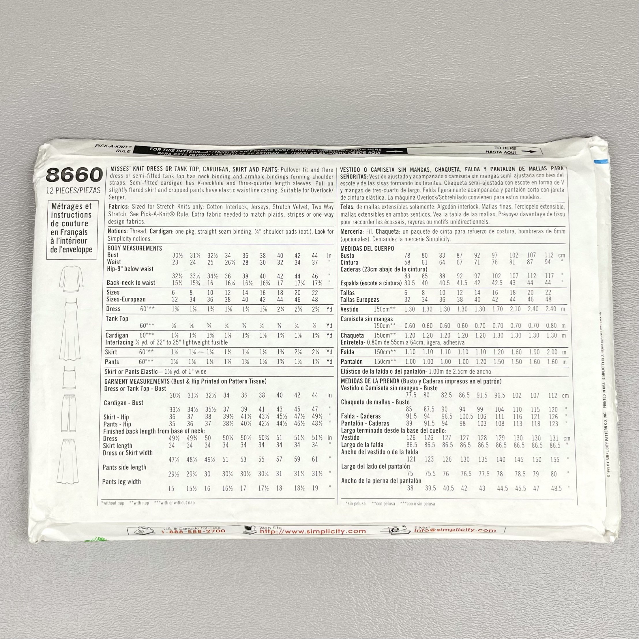 Vintage 1999 Simplicity 8660 Sewing Uncut Pattern, Size 12 14 16 ...