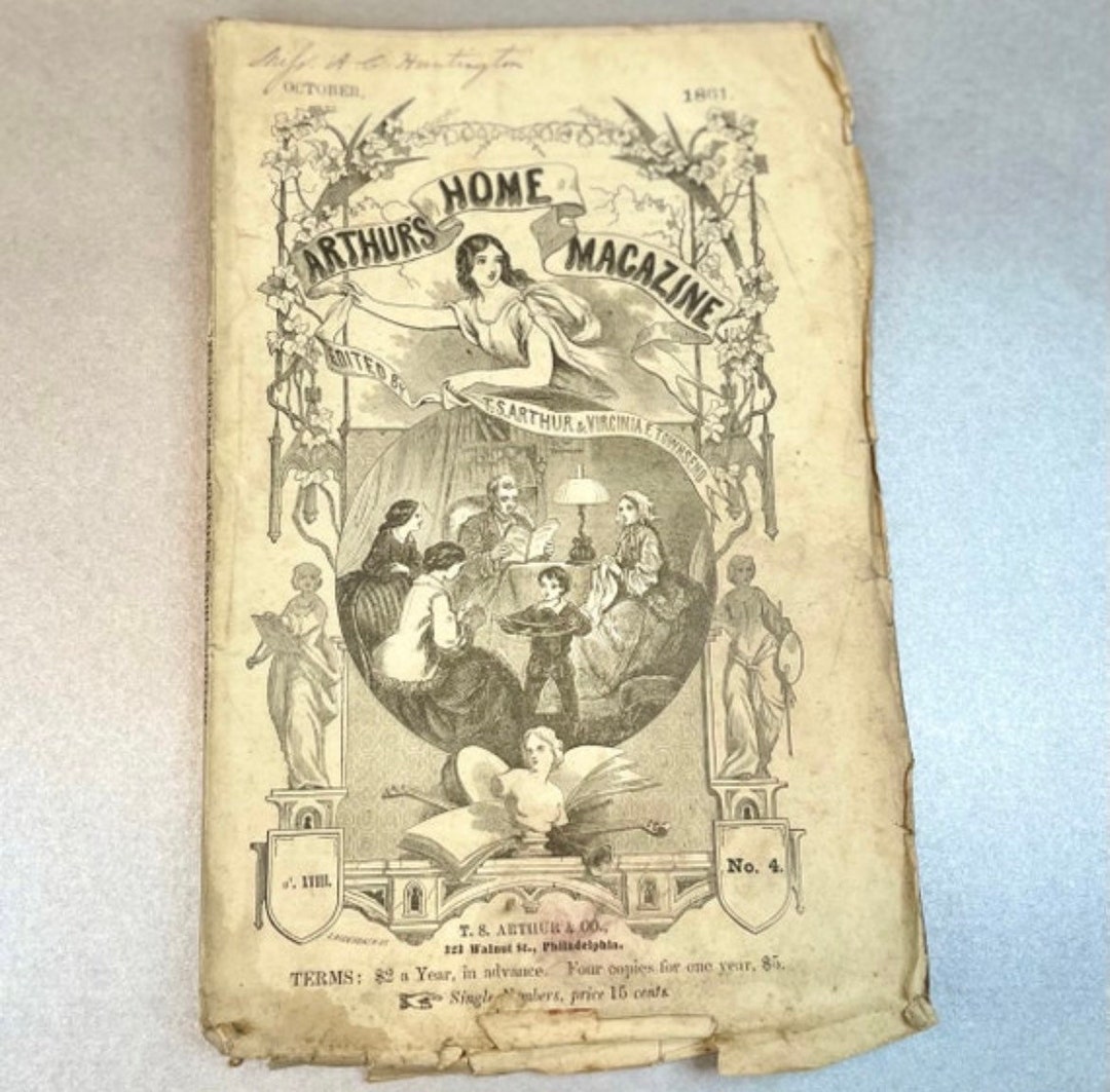 Antique 1861 “arthur’s Home Magazine” Paper Magazine, Woman’s ...