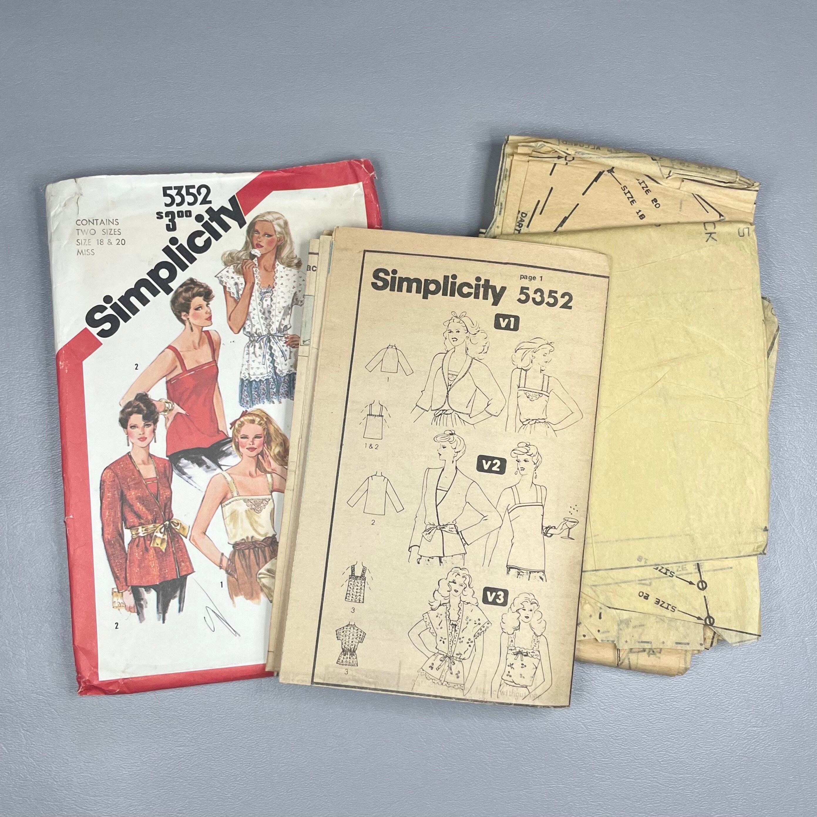 Vintage 1981 Simplicity Sewing Pattern 5352: Camisole & Jacket Set ...