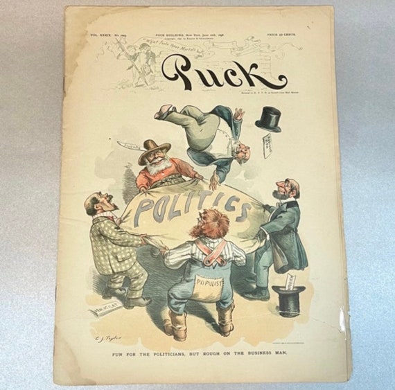 Antique 1896 Puck Paper Magazine June Political Posters - Etsy