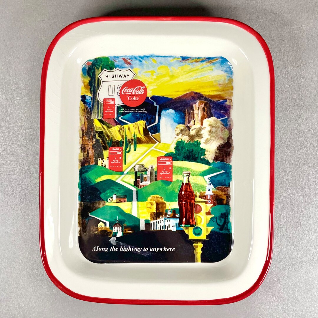 Vintage Coca-cola Picture Porcelain Decorative Plater, Rectangle 12 ...