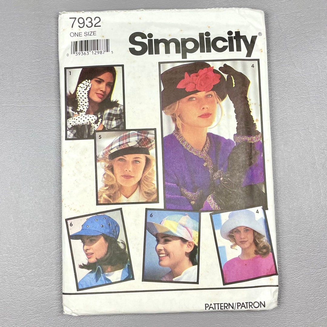 1992 Simplicity Sewing Pattern 7932: Hats & Gloves (one Size) - Etsy