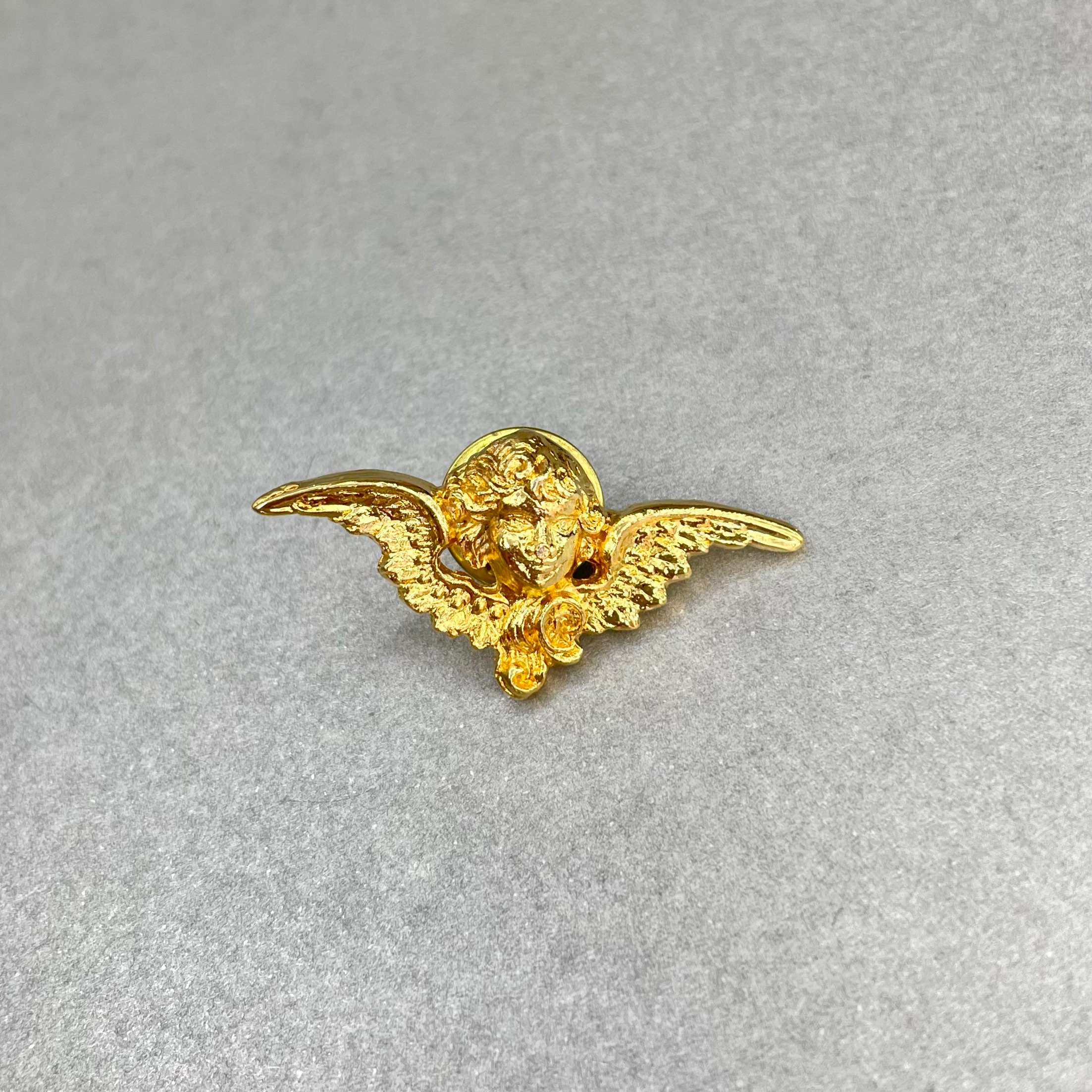 Vintage Angel Head With Wings Pin, Gold Tone Small Figurine Lapel Scarf ...
