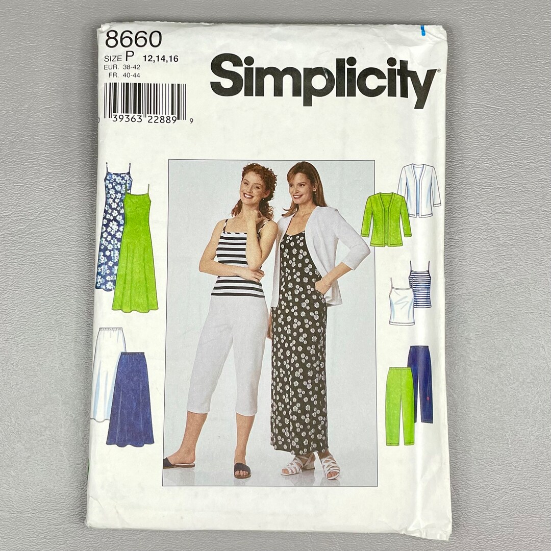 Vintage 1999 Simplicity # 8660 Sewing Uncut Pattern, Size 12 14 16 ...